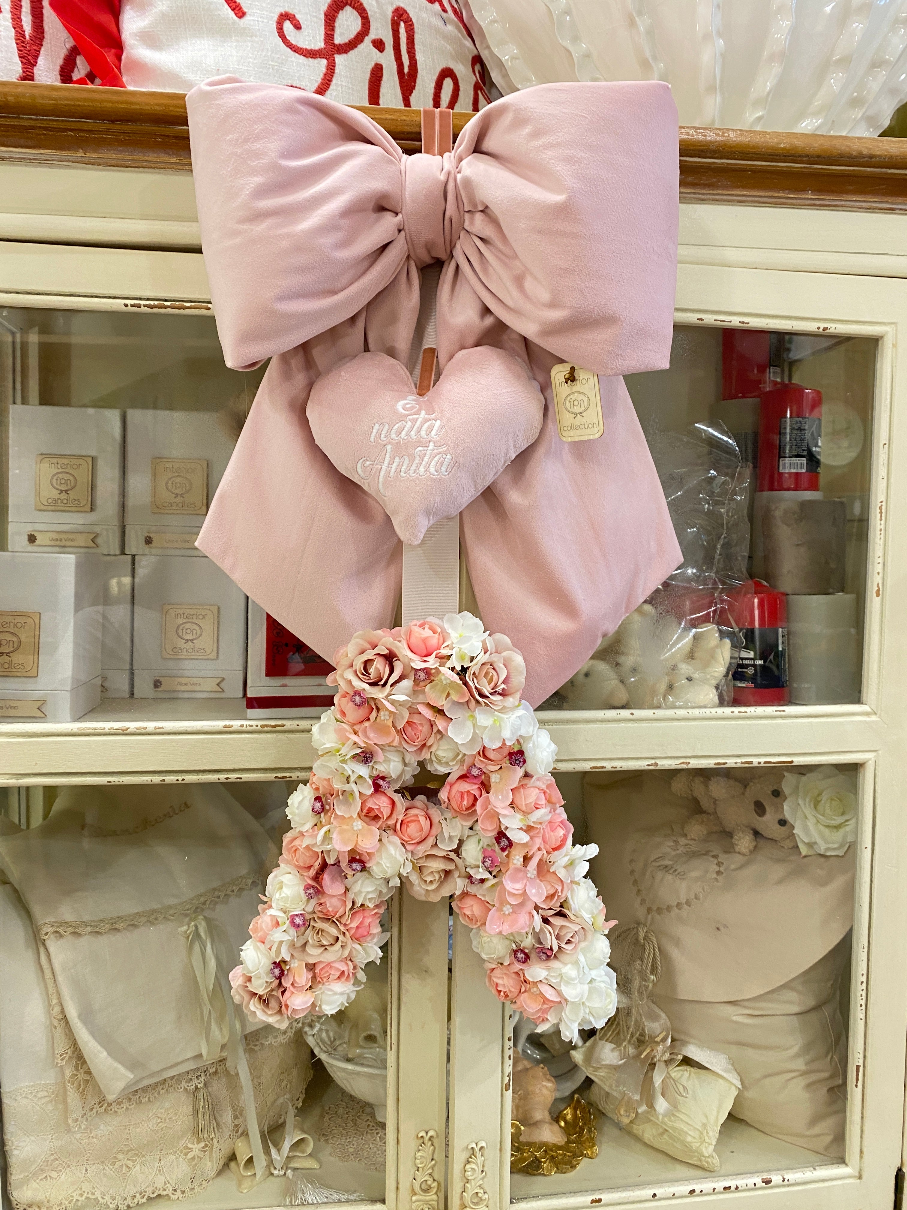 FIOCCO CON INIZIALE-ROSA