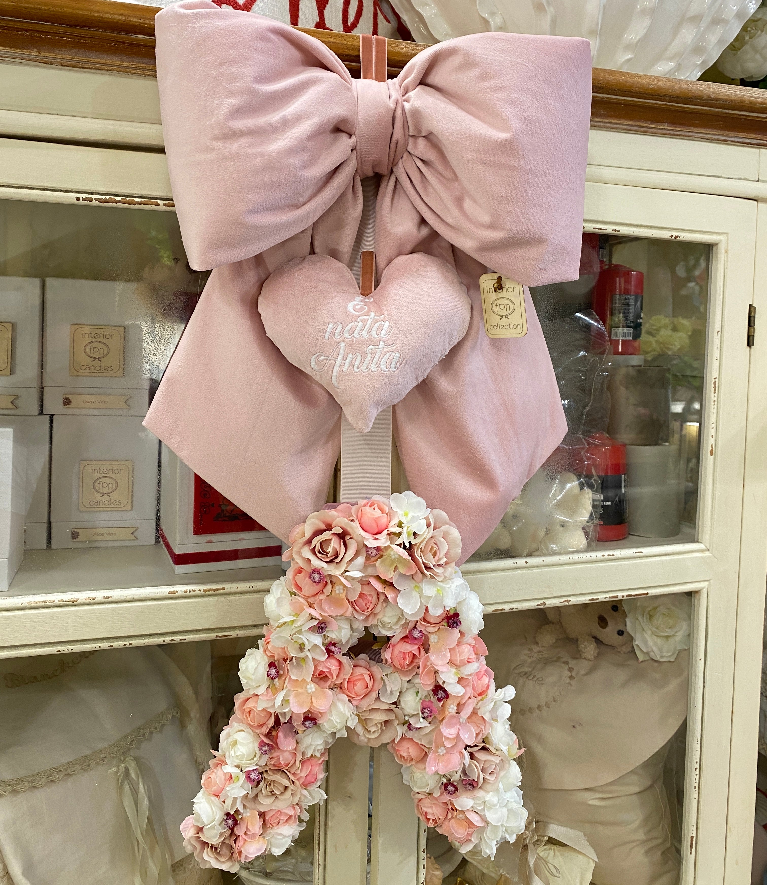 FIOCCO CON INIZIALE-ROSA